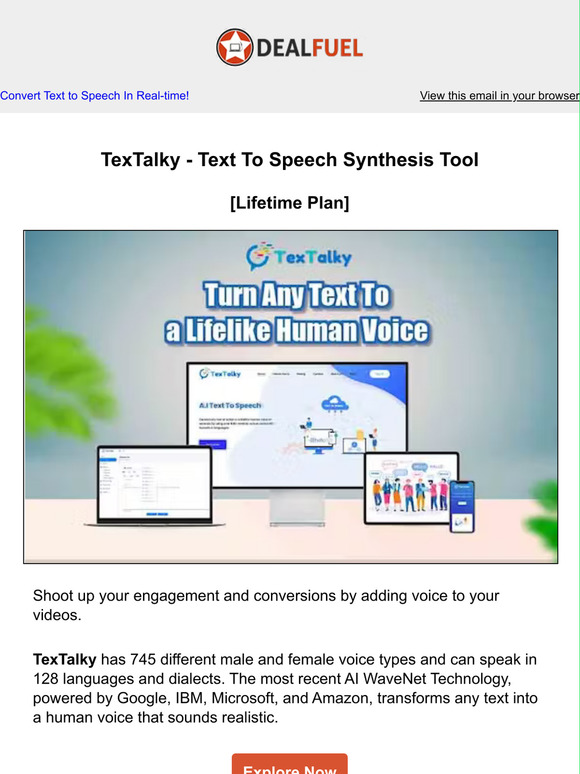 DealFuel: Convert Any Text into a Realistic Human Voice 💬 | Milled