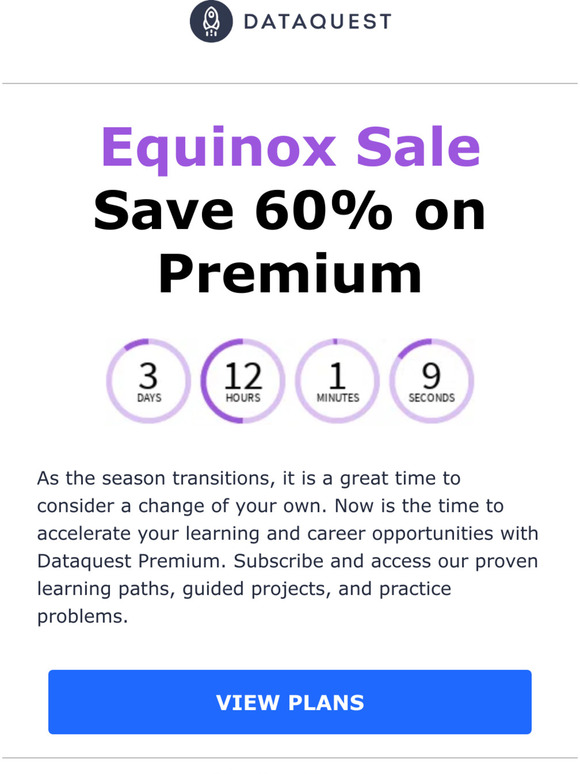 DataQuest: Equinox Sale – Save 60% and Achieve Your Goals | Milled