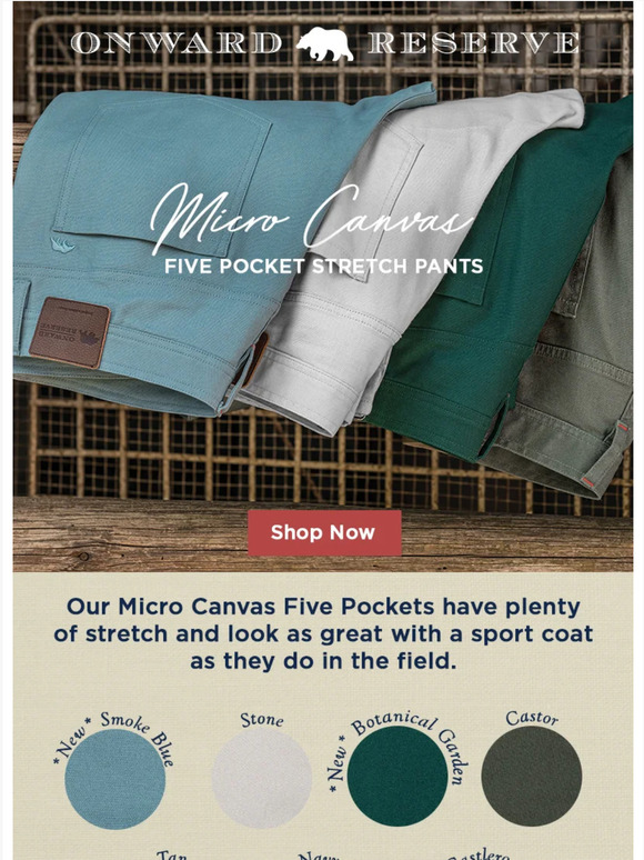 Onward Reserve: Just In: New Colors in Micro Canvas | Milled