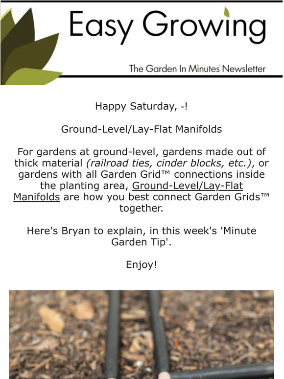Garden In Minutes: Manifolds For Ground-Level or Thick Gardens? | Milled