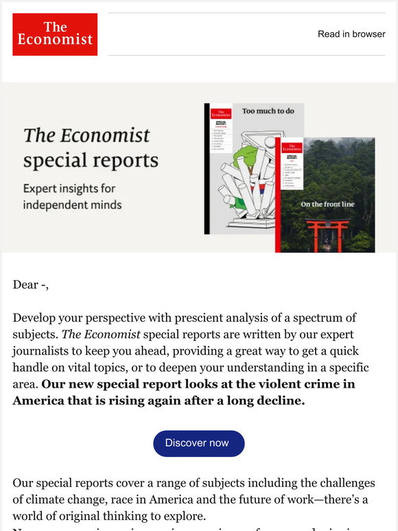 The Economist: The Economist special reports—in-depth understanding ...