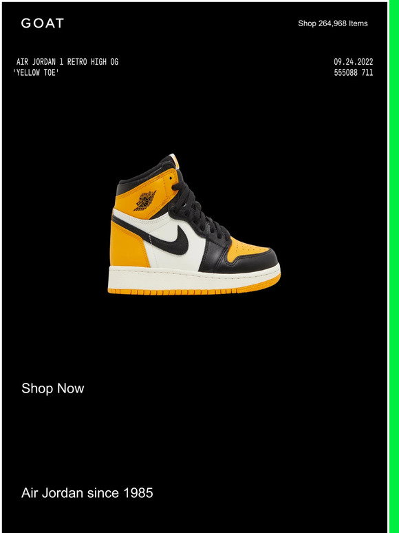 GOAT: [SEED] Just Dropped: Air Jordan 1 Retro High OG 'Yellow Toe ...