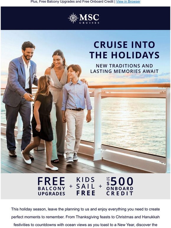 MSC Cruises: A Gift for Your Holiday Cruise 🎁 Kids Sail Free! | Milled