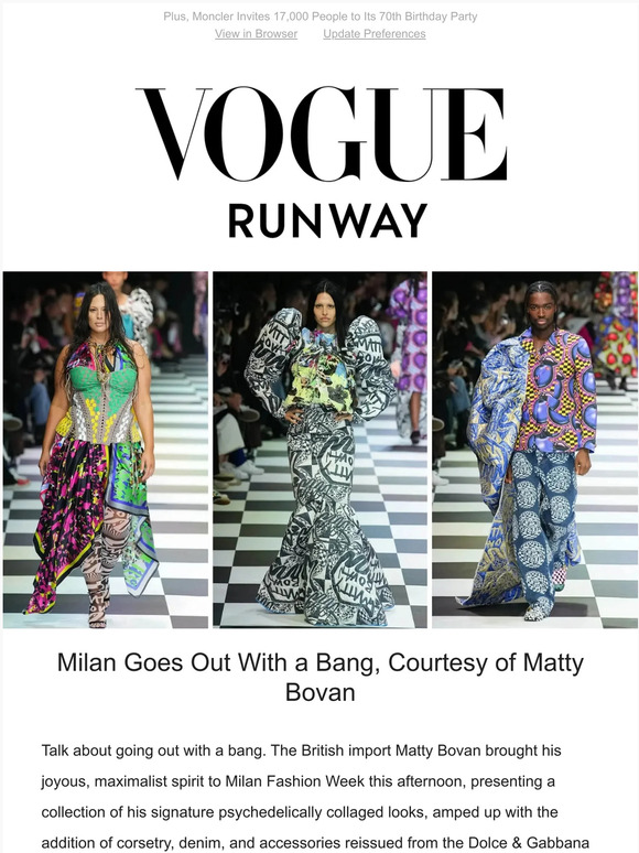 Vogue: Milan Goes Out With a Bang, Courtesy of Matty Bovan | Milled