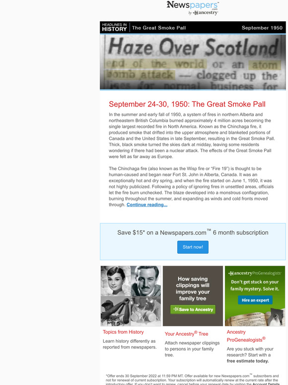 Newspapers.com: The Chinchaga Fire of 1950 | Milled