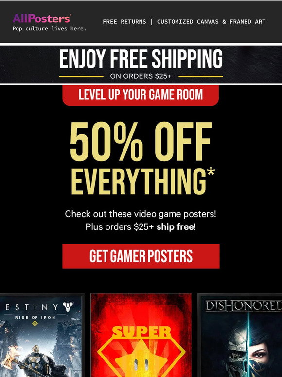 All Posters: 🎮Hey gamer, posters are 50% off! | Milled