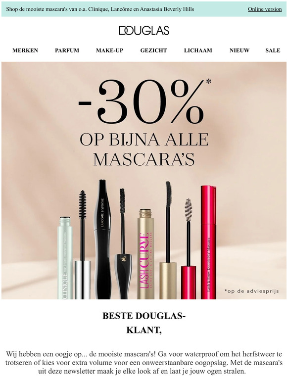 Douglas: 30% korting* op bijna alle mascara's | Milled