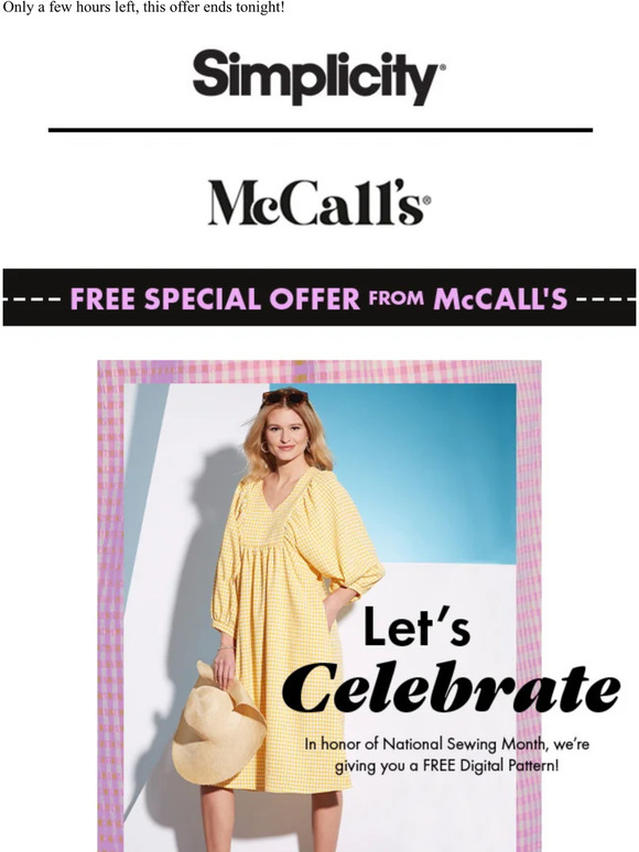 Simplicity Patterns: New code for your free pattern - Last chance to ...