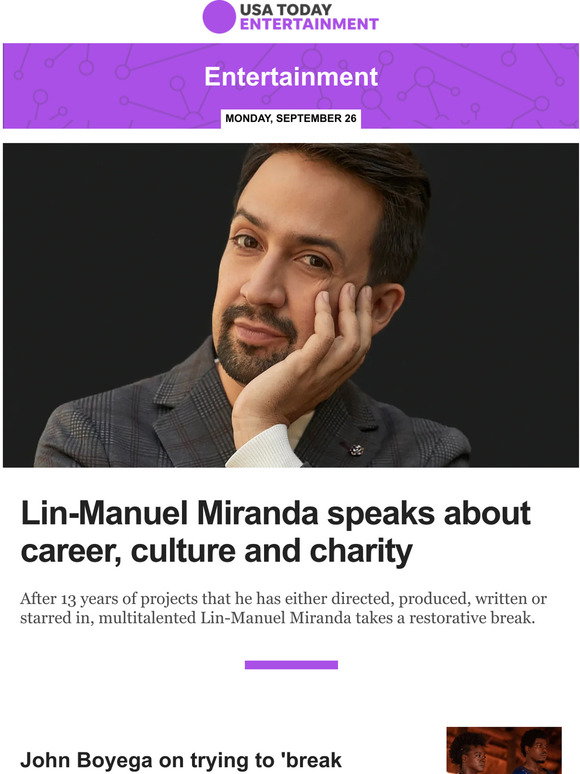 USA TODAY: Entertainment: Lin-Manuel Miranda speaks about career ...