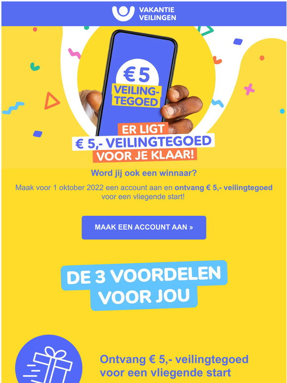VakantieVeilingen: Alsjeblieft, 5 euro korting op je eerste veiling ...