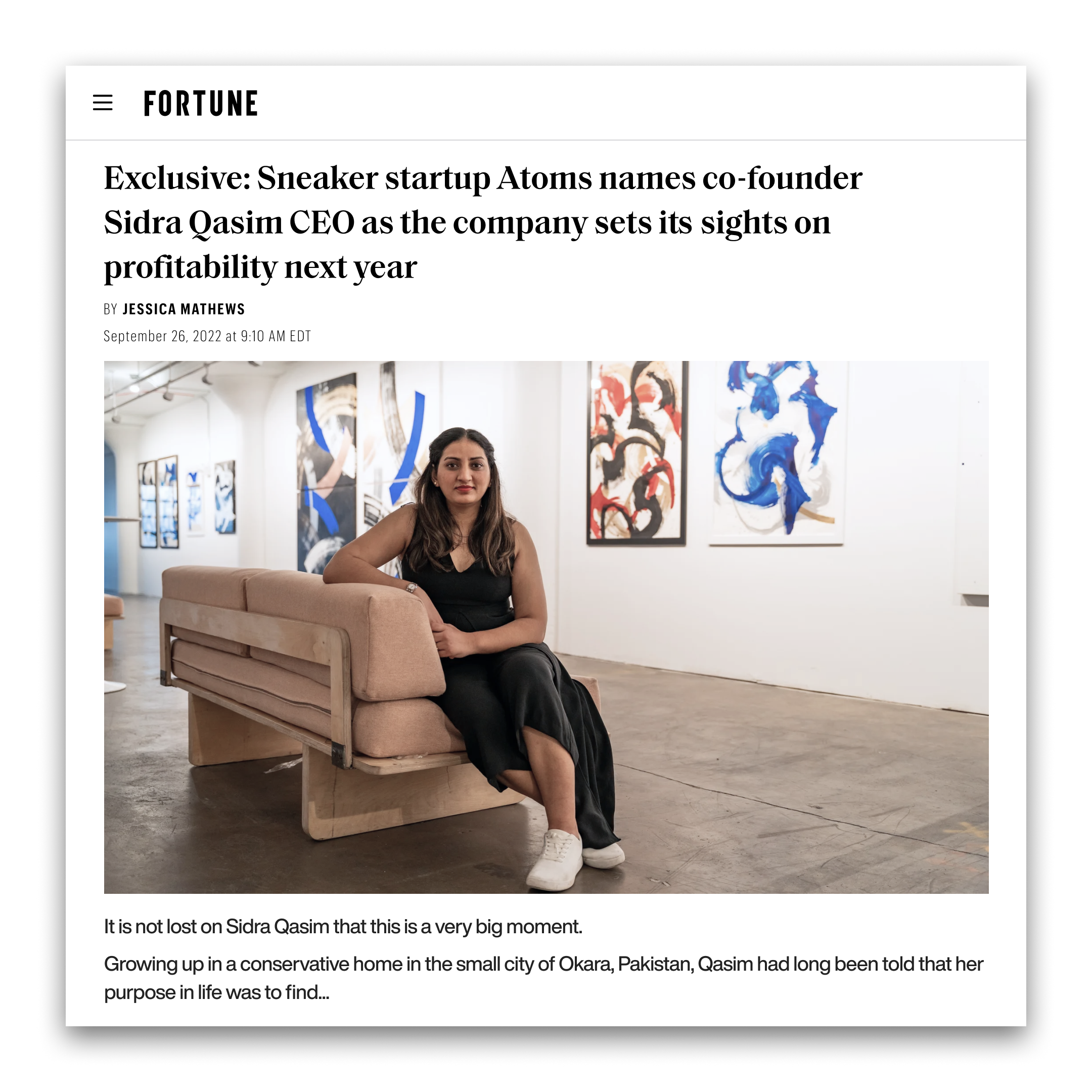 Atoms: Atoms names co-founder Sidra Qasim as the new CEO | Milled