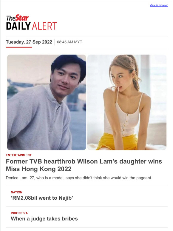 The Star: Former TVB heartthrob Wilson Lam' s daughter wins Miss Hong ...