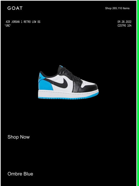 GOAT: [SEED] Just Dropped: Air Jordan 1 Retro Low OG 'UNC' available ...