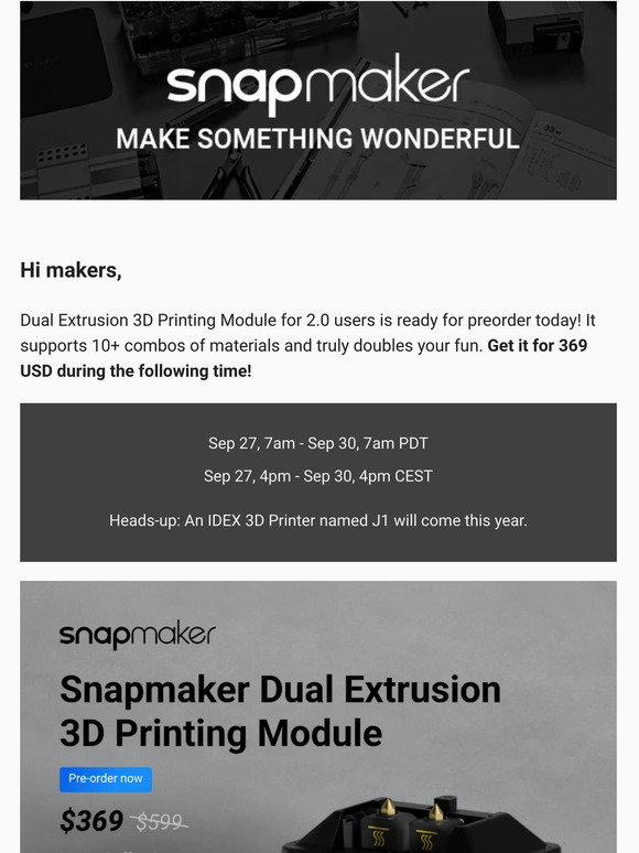 Snapmaker: Pre-order Dual Extrusion Module NOW!⌛ | Milled