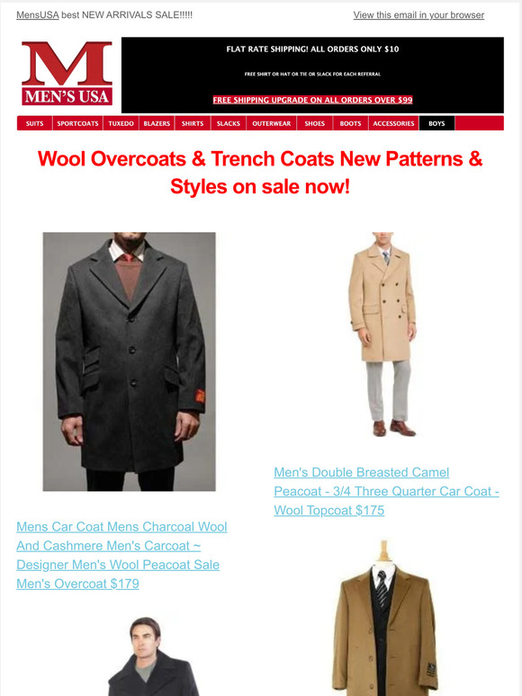 Men's USA: Overcoats & Trench Coats New Colors & Styles $99 and up | Milled
