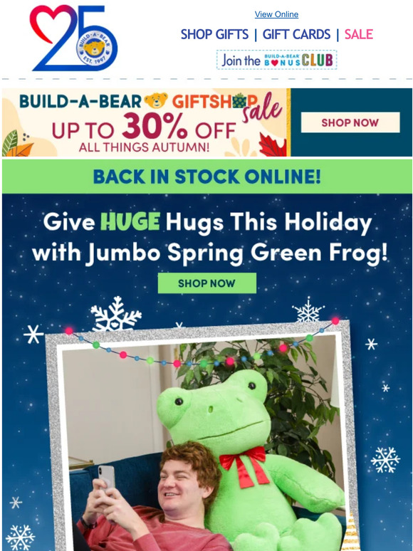 Build-A-Bear: Jumbo Frog Back In Stock & Holiday Ready! 🐸 | Milled