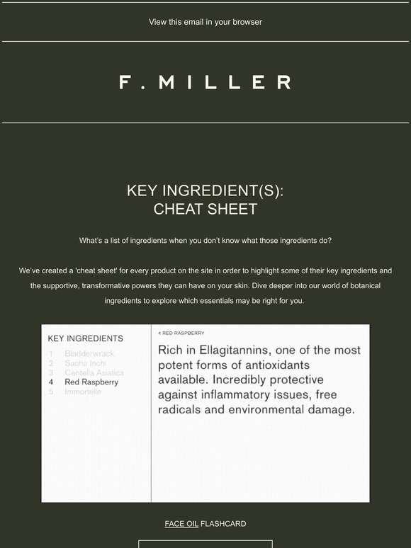 F. Miller: Key Ingredient(s): Cheat Sheet | Milled