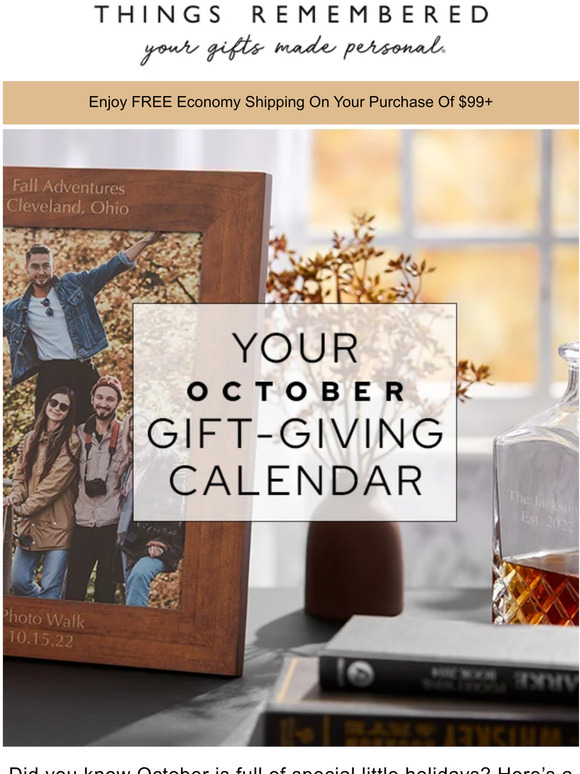 Things Remembered: [Reminder] Your October Gift Giving Calendar Is Here ...