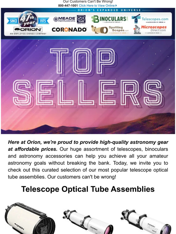 Orion Telescopes DE: Our Most Popular Optical Tube Assemblies | Milled