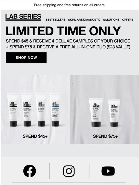 Lab Series: Online Exclusive: 4 Deluxe Samples + All-In-One Duo | Milled
