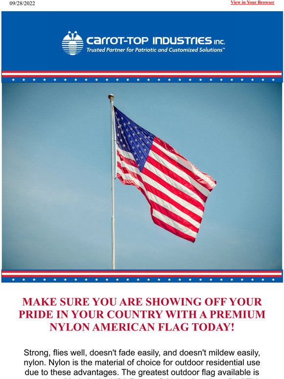 Carrot-Top: Grab Your Nylon American Flag Today! | Milled