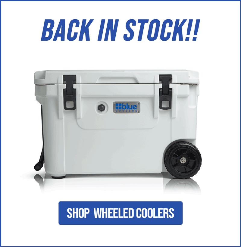 Blue Coolers: Wheeled Coolers are back in Stock for select Sizes! | Milled