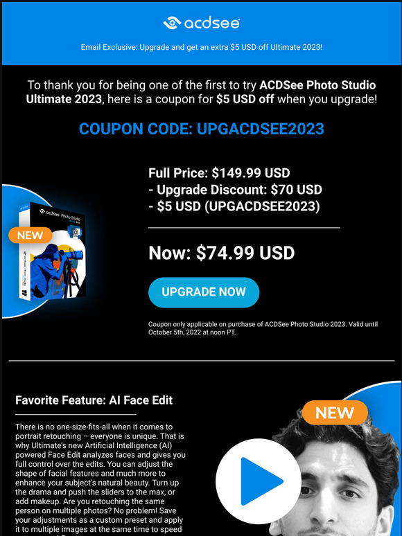 ACDSee: COUPON: Use this limited code and get $5 off ACDSee Ultimate ...