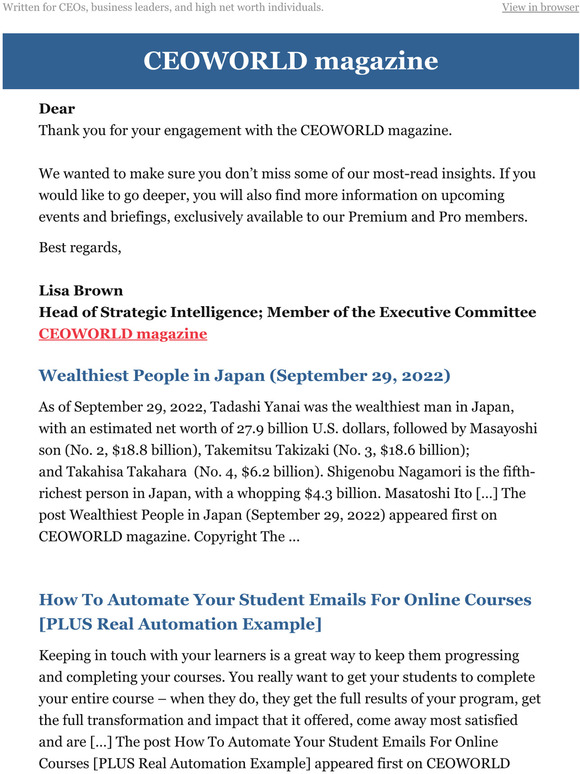 CEOWORLD Magazine: Wealthiest People in Japan (September 29, 2022) | Milled