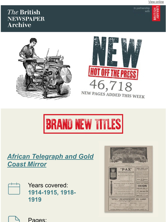 British Newspaper Archive: African Additions At The Archive | Milled