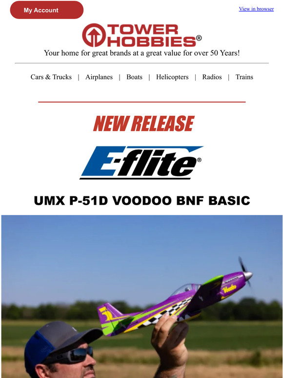 Tower Hobbies: New Release from E-flite: The UMX P-51D Voodoo BNF Basic ...