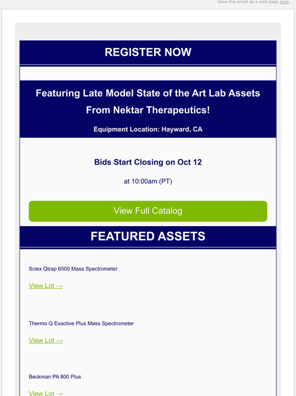 LabX: New Auction - Oct 12 - Lab Assets from Nektar Therapeutics | Milled