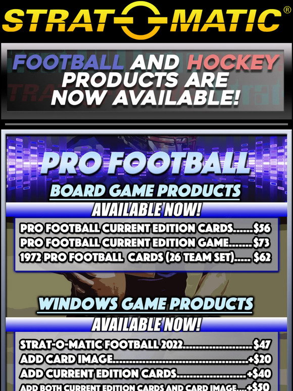 Strat-O-Matic: Get Your Game On With Our New Football And Hockey ...