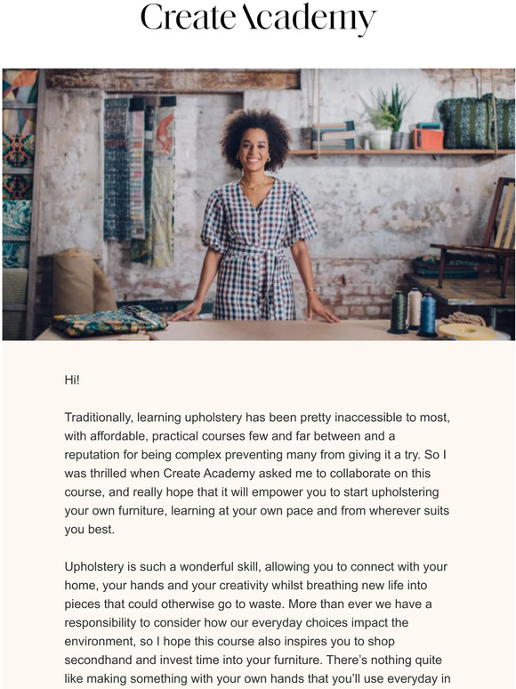 Create Academy: My upholstery course | Milled