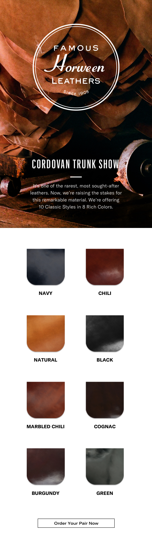 Allen Edmonds: Trunk Show Exclusive: 8 colors of shell cordovan leather ...