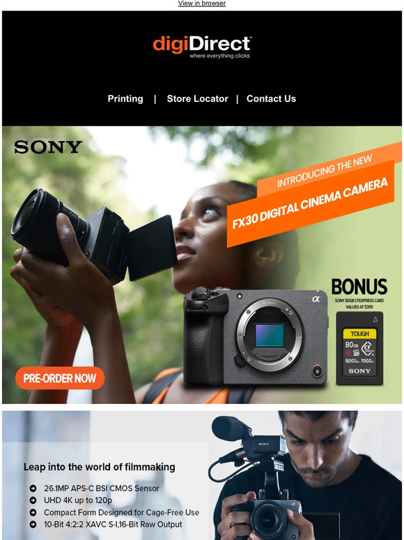 digiDirect: — Introducing the NEW Sony FX30. Pre-Order NOW. | Milled