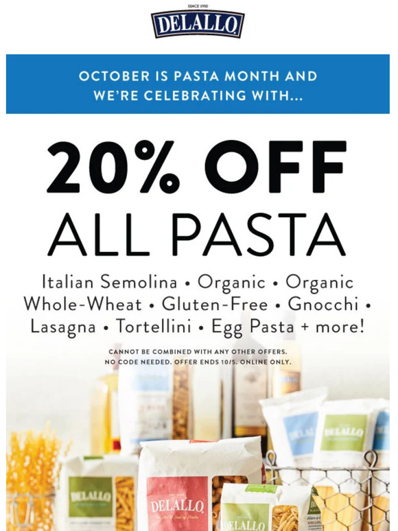 DeLallo: Celebrate Pasta Month with 20% Off! | Milled