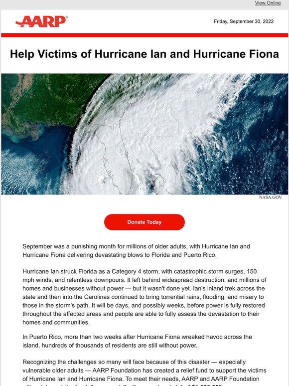 AARP: —, Help Hurricane Disaster Victims: Donations Matched | Milled