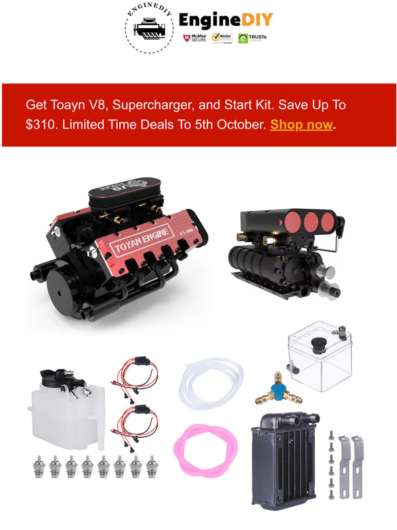 Enginediy: TOYAN V8 Supercharger Released! Big Sale! | Milled