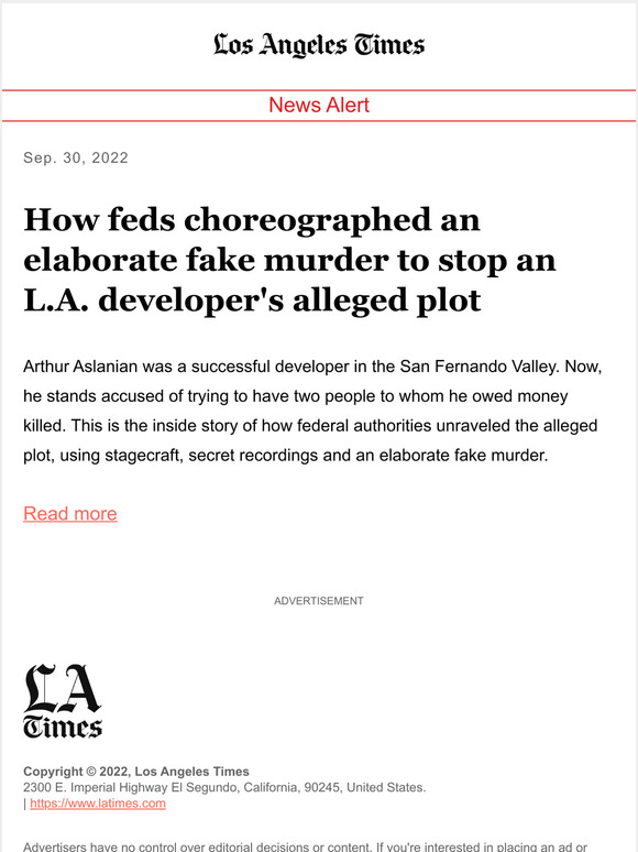 Los Angeles Times: How feds choreographed an elaborate fake murder to ...