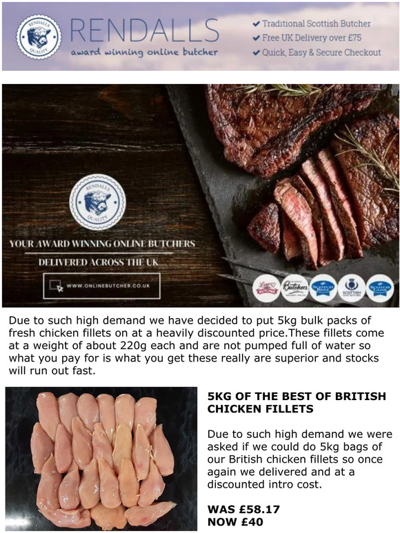 Rendalls: 🐮 Hi — 5kg Bulk buy British Chicken Fillets offer !!! | Milled