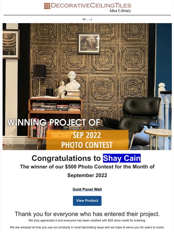 Decorative Ceiling Tiles, Inc.: Find out who won the September 2022 ...