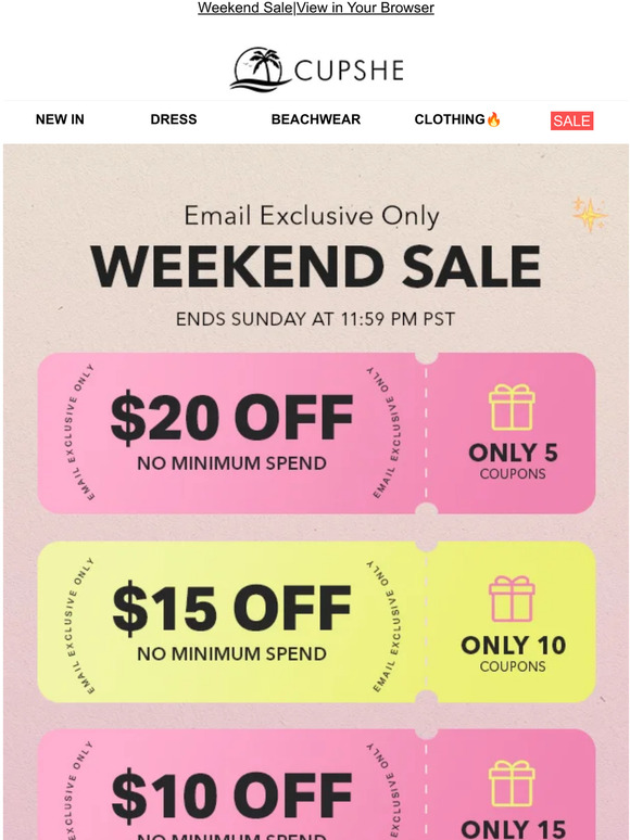 CUPSHE: 💰$20 OFF No Minimum Spend | Milled