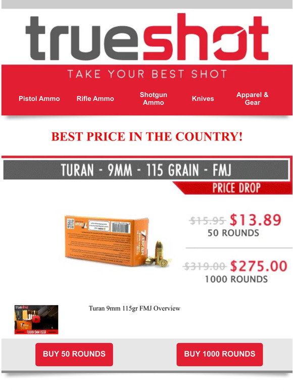 True Shot Gun Club: 🔥Unbeatable prices on 9mm!🔥 200 round - 223 ...