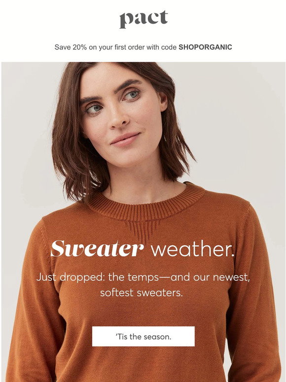 PACT Apparel: Sweaters. Out. NOW. | Milled