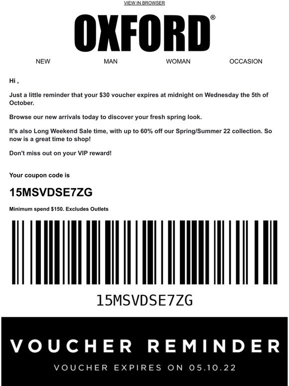 Oxford: Don't Miss Out! Your $30 Voucher Expires Soon | Milled