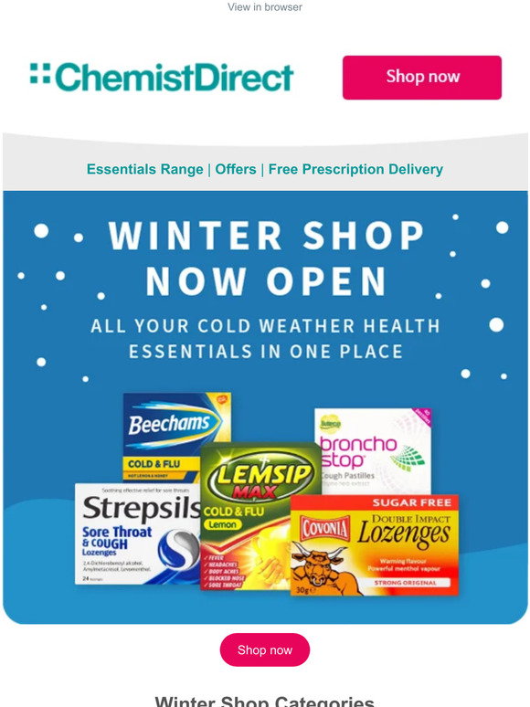 Chemist Direct: Winter Shop now open! | Milled