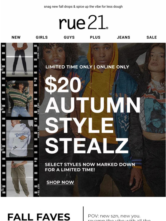 rue21: INSIDE: sooo many $20 autumn style stealz | Milled