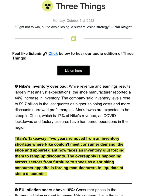 Titan: Nike’s inventory overload, EU inflation soars above 10%, and ...