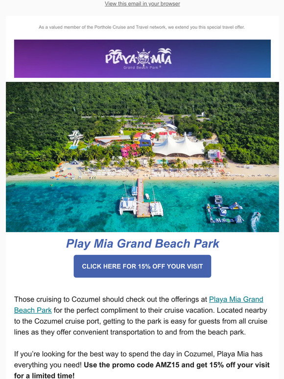 Porthole Cruise: Enjoy the Best of Cozumel: Playa Mia Grand Beach Park ...