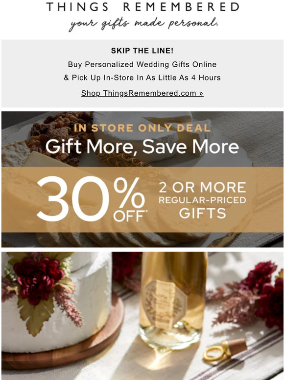 Things Remembered: [EXCLUSIVE] 30% Off 2+ Gifts In Store Only! | Milled